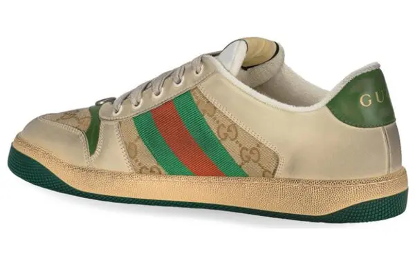 Gucci Gg Screener Distressed Gg Canvas Low Top Sneakers - Tan