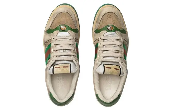Gucci Gg Screener Distressed Gg Canvas Low Top Sneakers - Tan