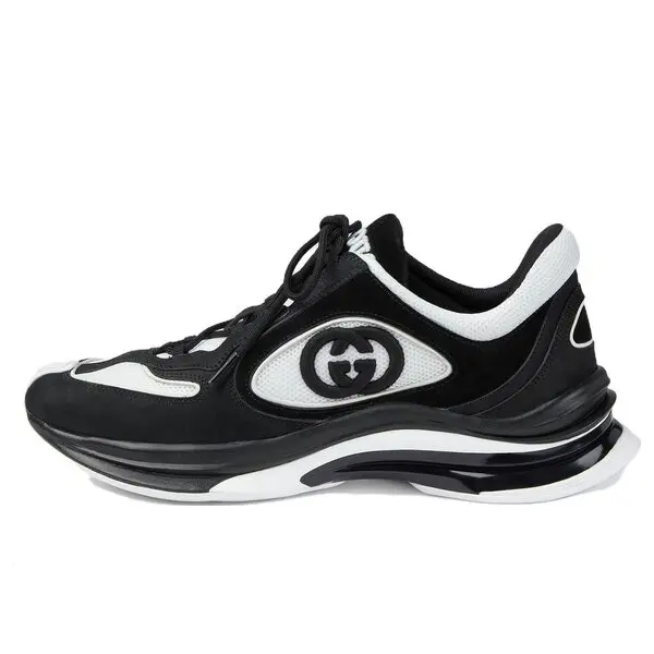 Gucci Run Sneaker In Black Suede - Black/white