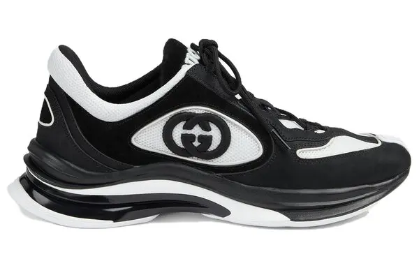 Gucci Run Sneaker In Black Suede - Black/white