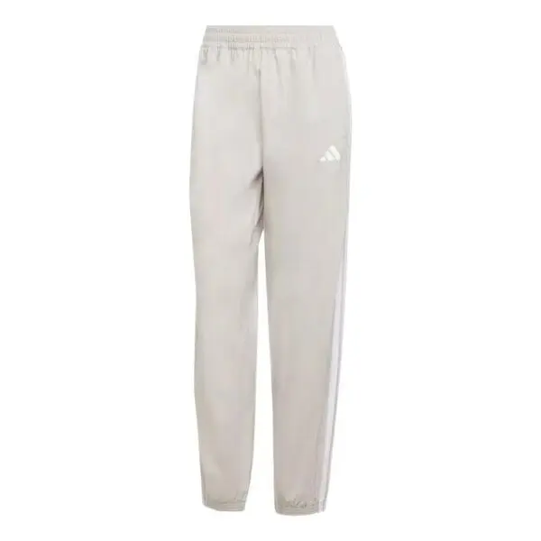 Adidas Train Essentials 3 Stripes Woven Pants - Beige/white