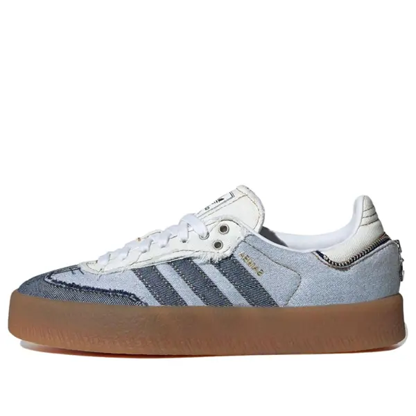 Adidas X Atmos Sambae Stacked Denim Sneakers - Cloud White/mesa/gum