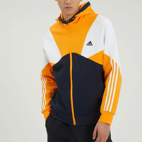 Adidas Colorblock Logo Print Zip-up Hooded Jacket