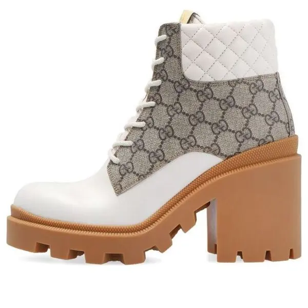 Gucci Gg Ankle Boots - Beige/white