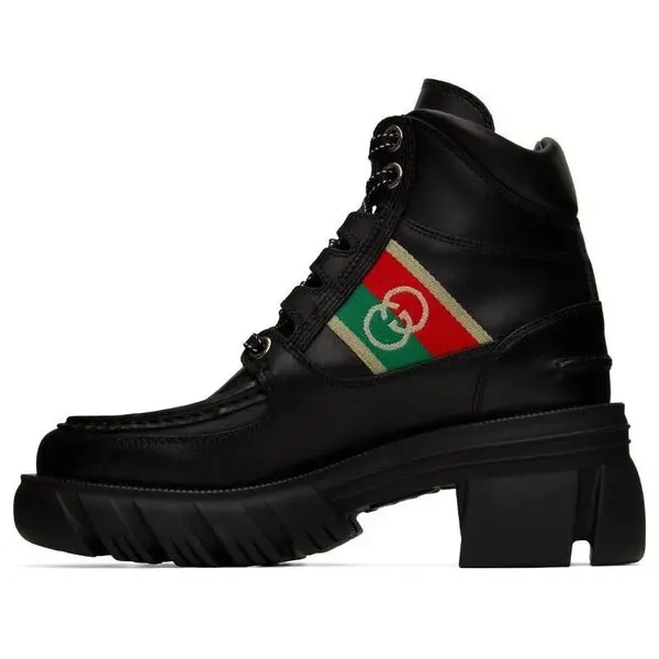 Gucci Interlocking Lace-up Boots - Black