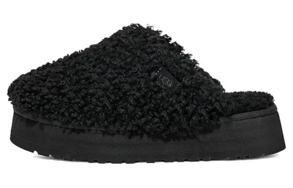 UGG Maxi Curly Platform Slippers - Black
