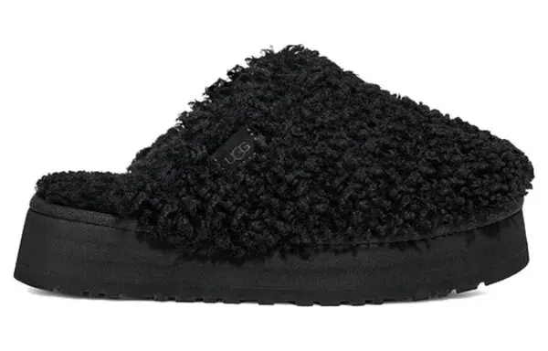 UGG Maxi Curly Platform Slippers - Black