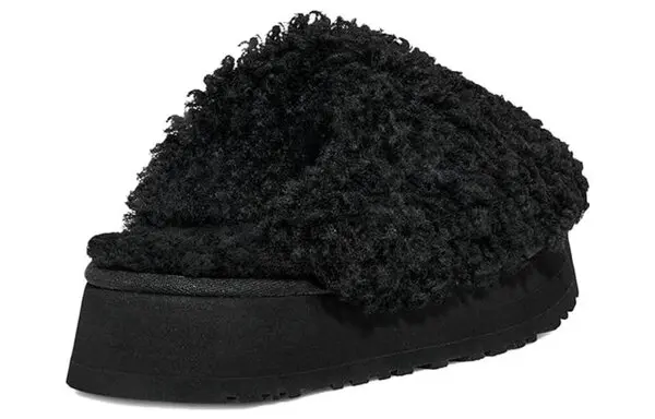 UGG Maxi Curly Platform Slippers - Black
