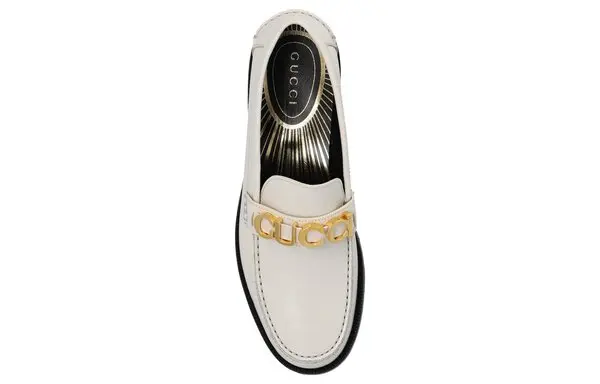 Gucci Loafer With Metal Logo - White