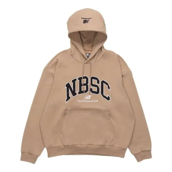 NEW BALANCE Logo Print Hoodie Asia Sizing 'beige Black - Beige/black