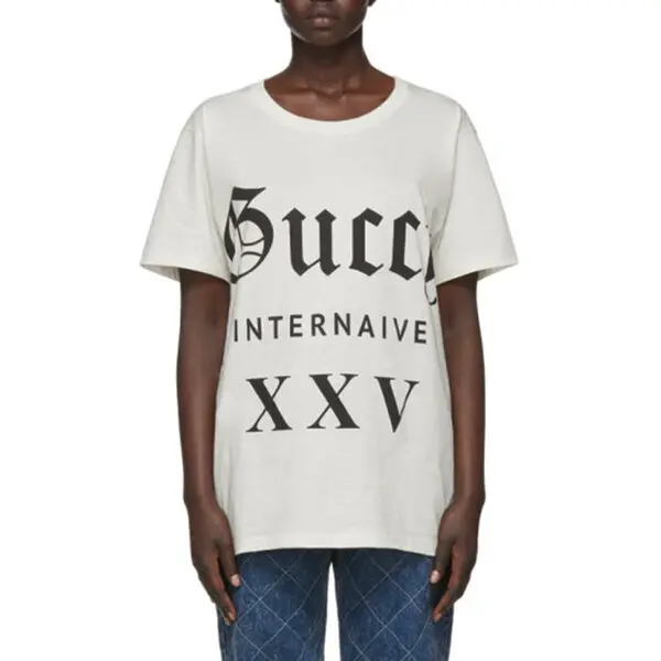 Gucci Short Sleeve "guccy" T-shirt - Creamy