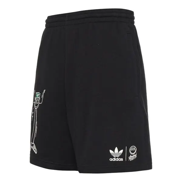 Adidas Originals Cartoon Printing Straight Shorts Black - Default Color