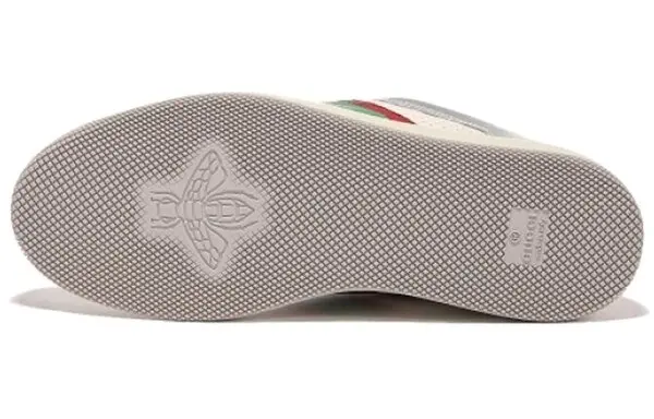 Gucci Screener Metallic Calfskin Web Sneakers - Silver/gold