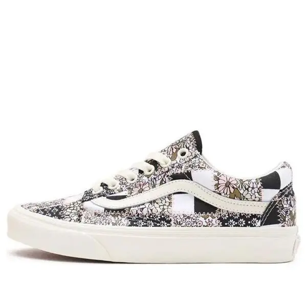 VANS Old Skool Patchwork Floral Low Top Sneakers - White/black/pink