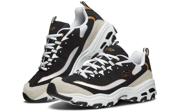 Sketchers D'lites 1.0 Low Top Sneakers - Black/gold