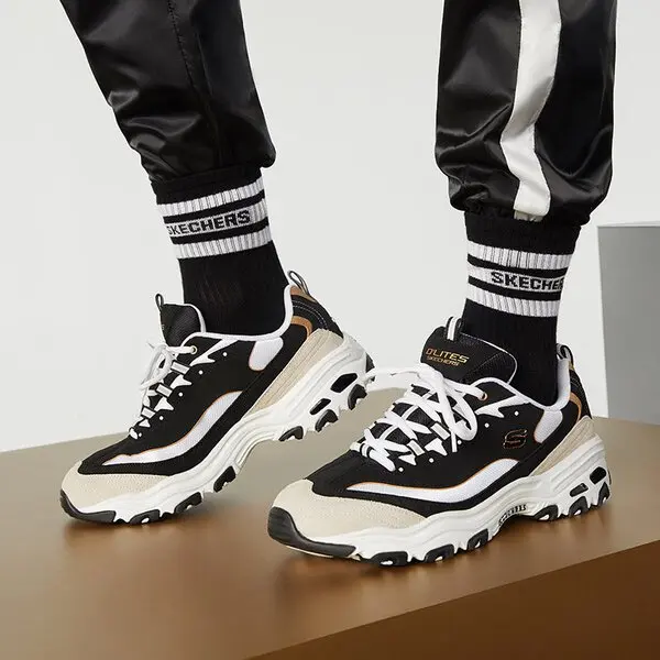 Sketchers D'lites 1.0 Low Top Sneakers - Black/gold
