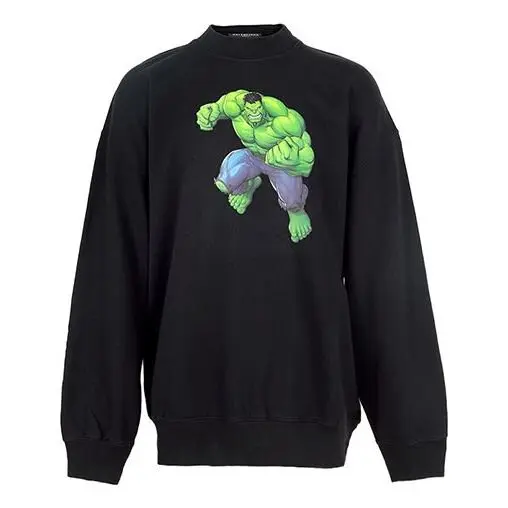 Balenciaga X Marvel Hulk-print Boxy Crewneck Sweatshirt - Black
