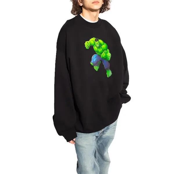 Balenciaga X Marvel Hulk-print Boxy Crewneck Cotton Sweatshirt