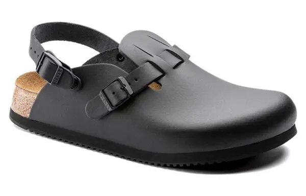 BIRKENSTOCK Kay Sl Leather Clogs With Buckled Straps - Black