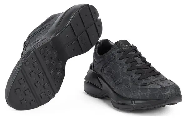 Gucci Rhyton Monogram Sneakers - Black