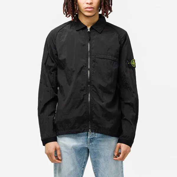 Stone Island Nylon Metal Garment Dyed Over Shirt - Black