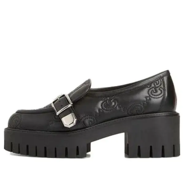 Gucci Gg Matelassé Slip-on Loafers With Block Heel - Black