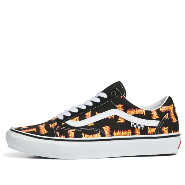 VANS Thrasher X Skate Old Skool Allover Flame Logo Sneakers - Black/yellow