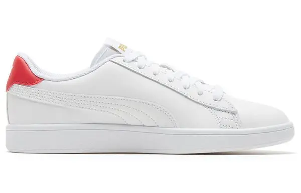 PUMA Smash V2 Low Top Sneakers - White/high Risk Red/gold
