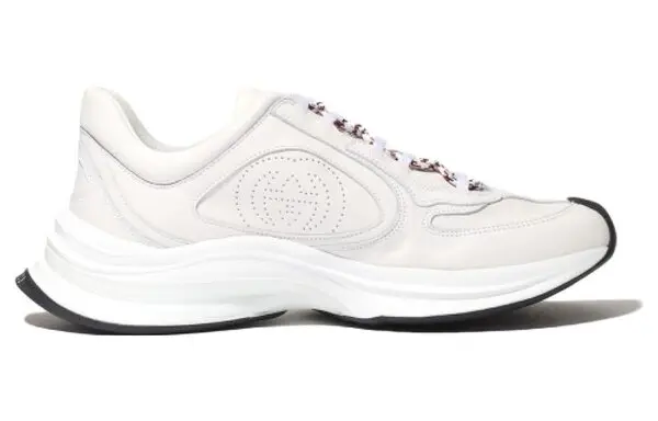 Gucci Leather Lace-up Low Top Sneakers - White/blue/red