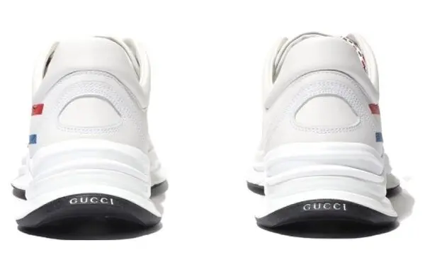 Gucci Leather Lace-up Low Top Sneakers - White/blue/red