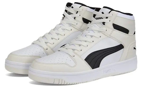 PUMA Rebound Layup Mid Top Sneakers - White/black
