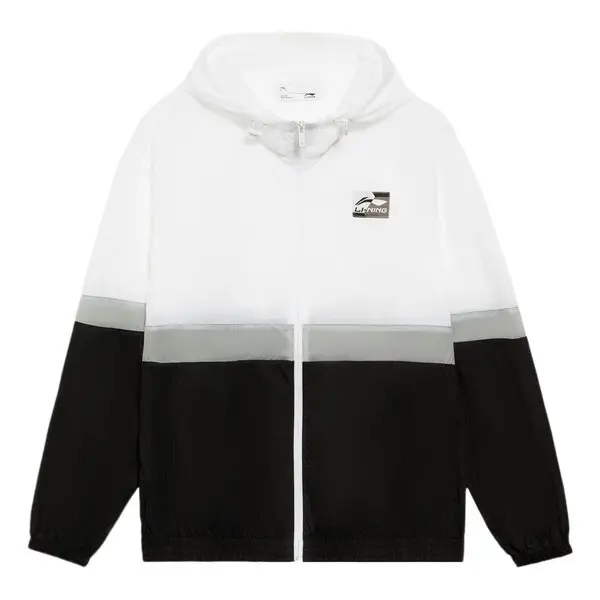 LI-NING Color Block Woven Windbreaker - White/black/grey