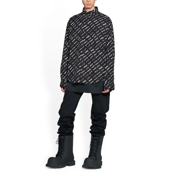 Balenciaga Logomania All Over Long Sleeve Shirt