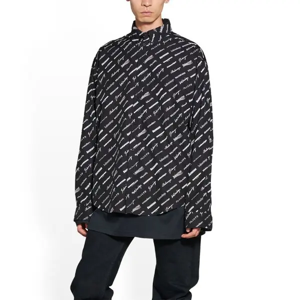 Balenciaga Logomania All Over Long Sleeve Shirt