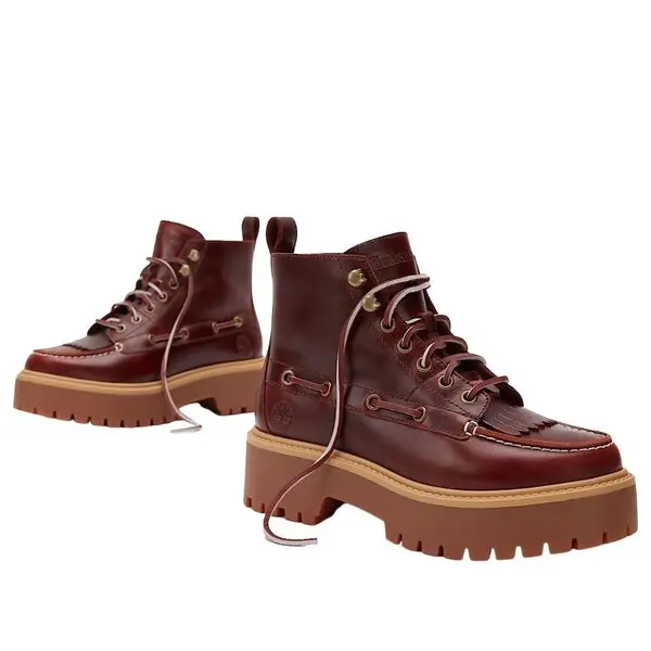 Timberland Platform Kiltie Lace-up Boots - Root Beer Full Grain