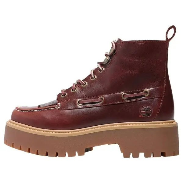 Timberland Platform Kiltie Lace-up Boots - Root Beer Full Grain