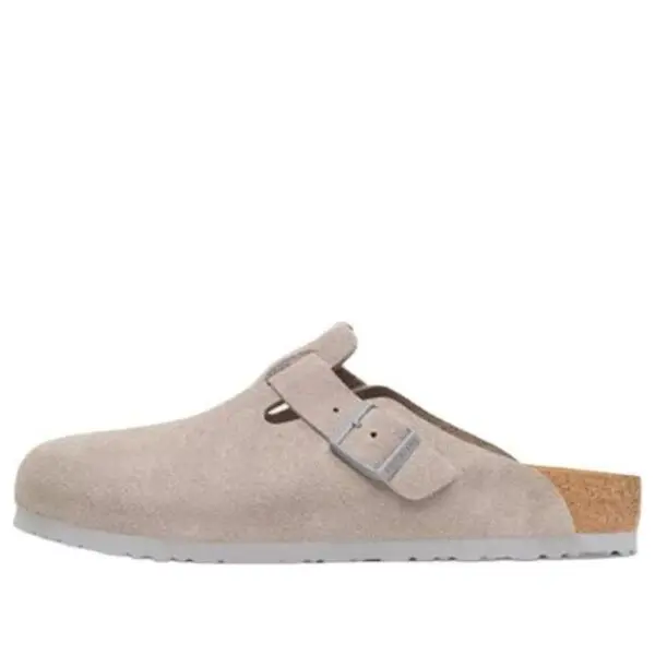 BIRKENSTOCK Boston Suede Leather Clogs - Grey