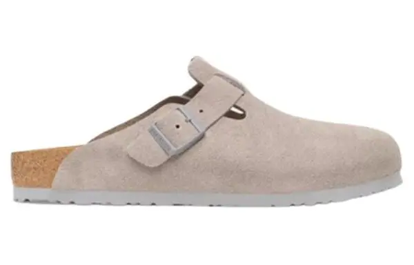 BIRKENSTOCK Boston Suede Leather Clogs - Grey