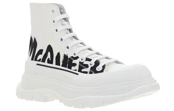 Alexander McQueen Tread Slick High Top Sneakers - White/black