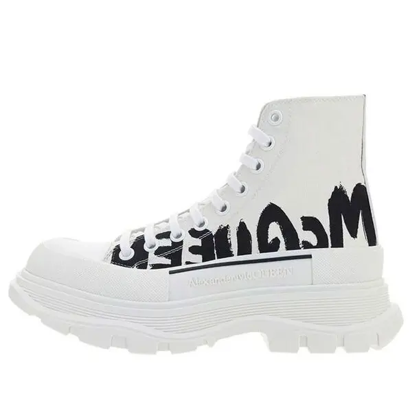 Alexander McQueen Tread Slick High Top Sneakers - White/black