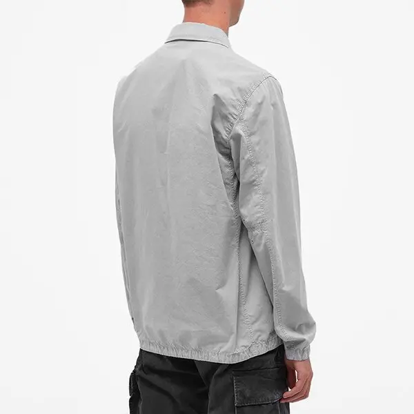 Stone Island 2 Pocket Brushed Cotton Shirt Jacket - Light Grey