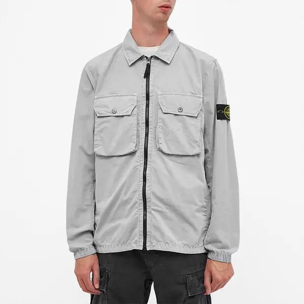 Stone Island 2 Pocket Brushed Cotton Shirt Jacket