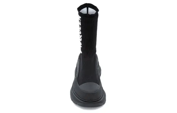 Alexander McQueen Graffiti Knit Sock Boots - Black/white