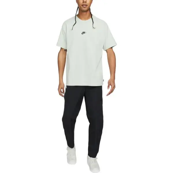 Nike Premium Essentials Logo Solid Color Round Neck Short Sleeve Blue