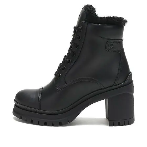 Prada Fur-lined Lace-up Ankle Boots - Black