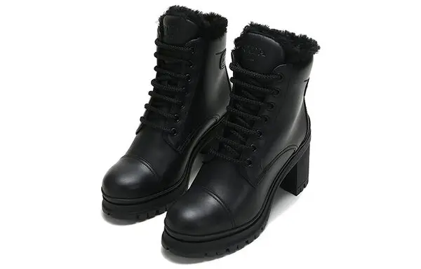 Prada Fur-lined Lace-up Ankle Boots