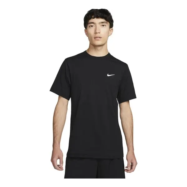 Nike Dri-fit Uv Hyverse Short Sleeve Fitness Top - Black