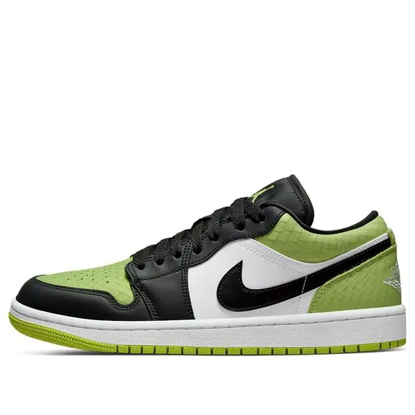 JORDAN 1 Low Se Vivid Green Snakeskin Sneakers - Black/green/white