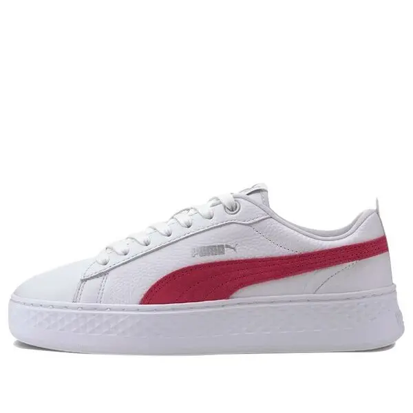PUMA Smash Platform Leather Sneakers - White/red
