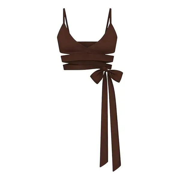 Nike X Skims Matte Wrap Front Bra - Dark Sepia